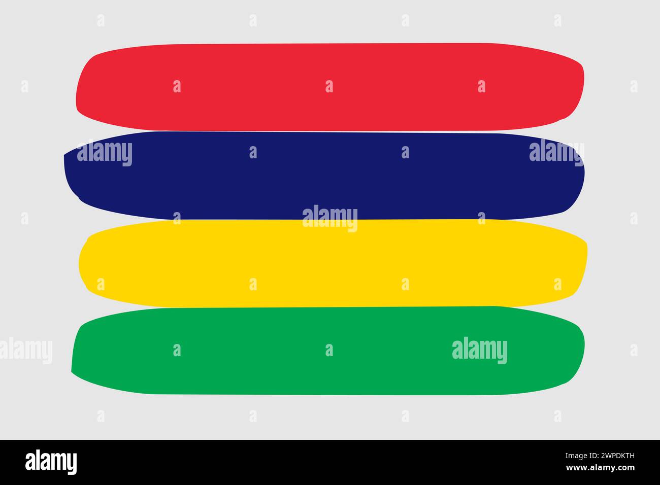 Mauritius flag - painted design vector illustration. Vector brush style ...