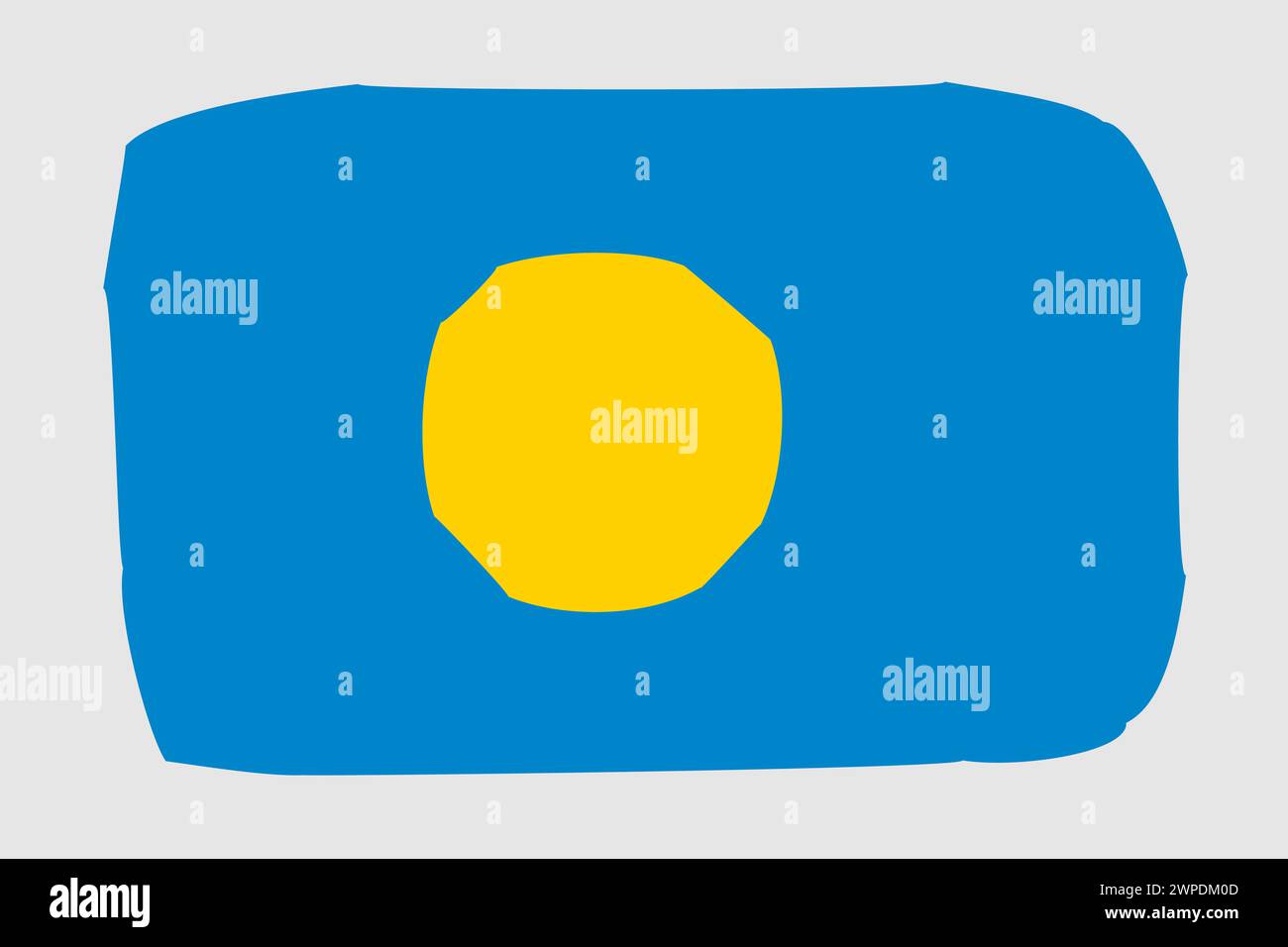 Palau flag - painted design vector illustration. Vector brush style ...