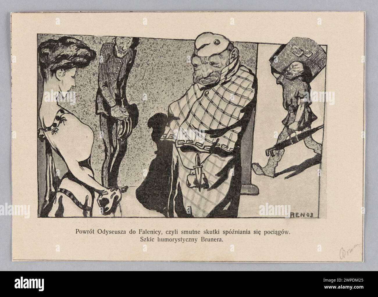 Drawing reproduction: Zygmunt Brunner (1878-1961), Return of Odysseus ...