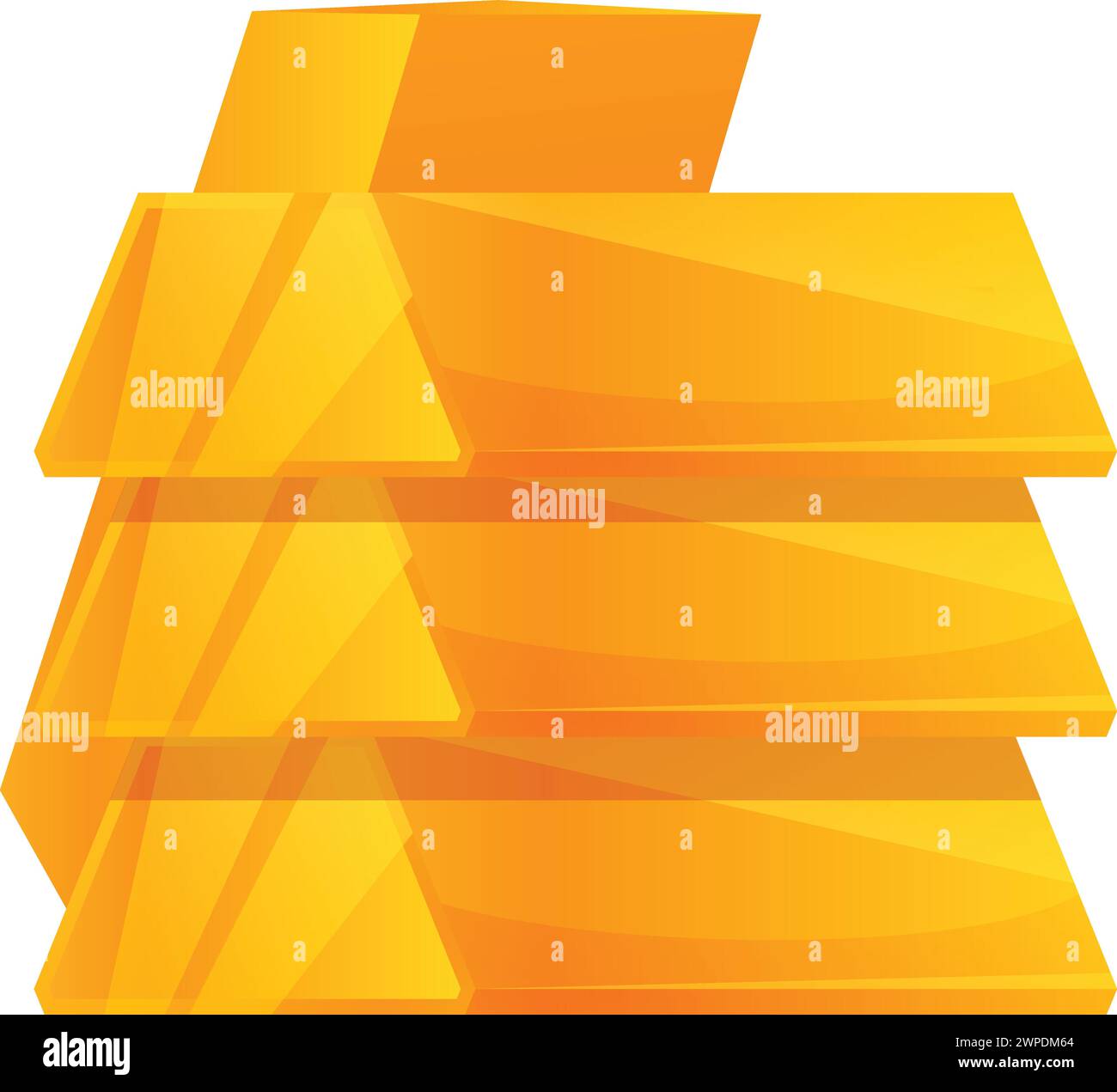 Golden bars stack icon cartoon vector. Chinese ingot. Treasure golden ...