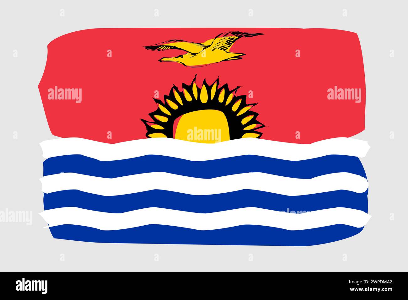 Kiribati flag - painted design vector illustration. Vector brush style ...