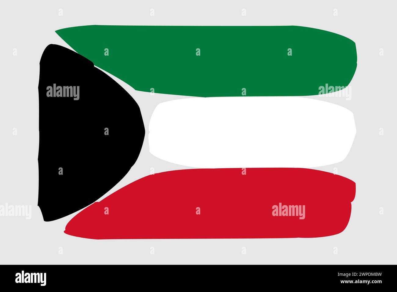 Kuwait flag - painted design vector illustration. Vector brush style ...