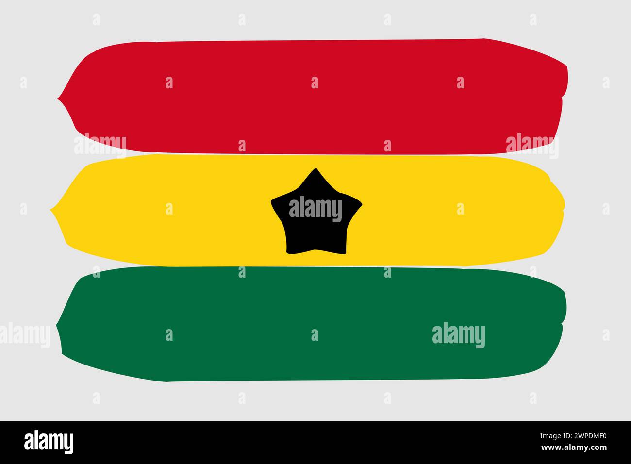 Ghana flag - painted design vector illustration. Vector brush style ...