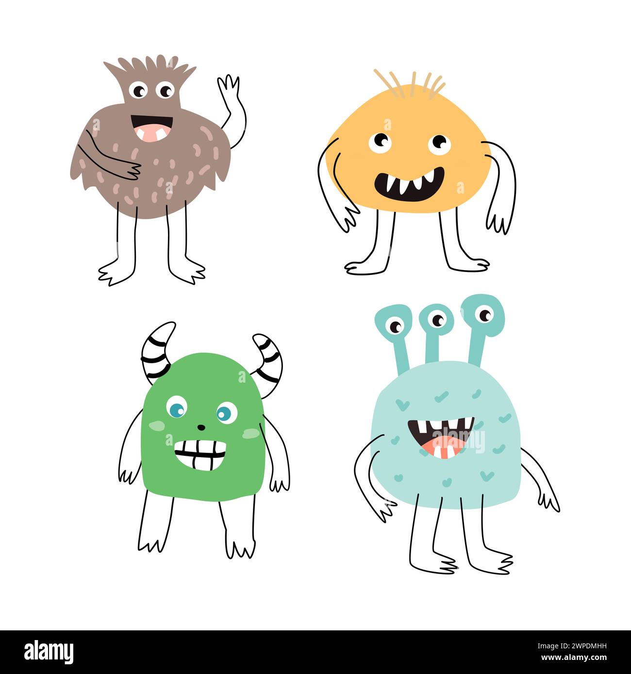 Cute baby monster character smiling vector illustration. Can used for ...