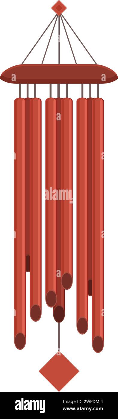 Red color wind chime icon cartoon vector. Hand vacation. Sky bell metal ...
