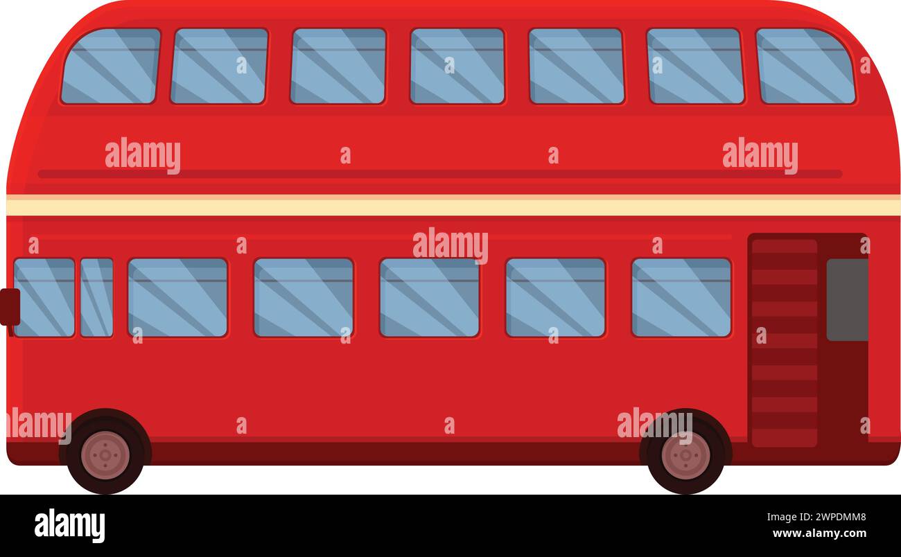 Deck red bus icon cartoon vector. Tourism tourist tour. Public travel ...