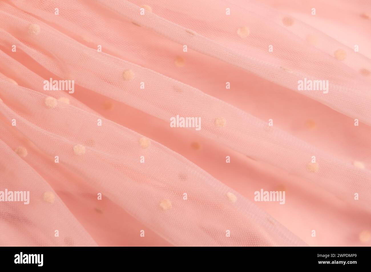 Tulle fabric texture background, textile pattern, pink polka dot on ...