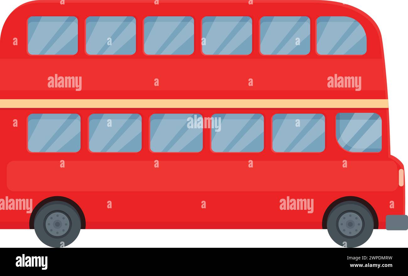 Tour english bus icon cartoon vector. Old door truck. Crimson visitor ...