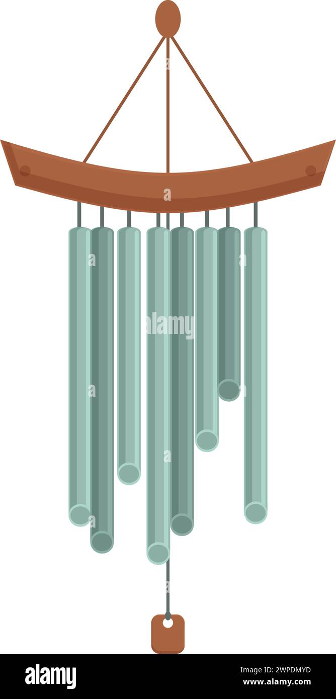 Bell wind chime icon cartoon vector. Asian hang decoration. Vacation ...