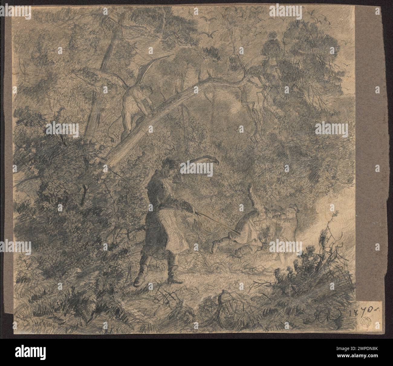 The 1870 drawing depicts children threatened by demons at night among ...