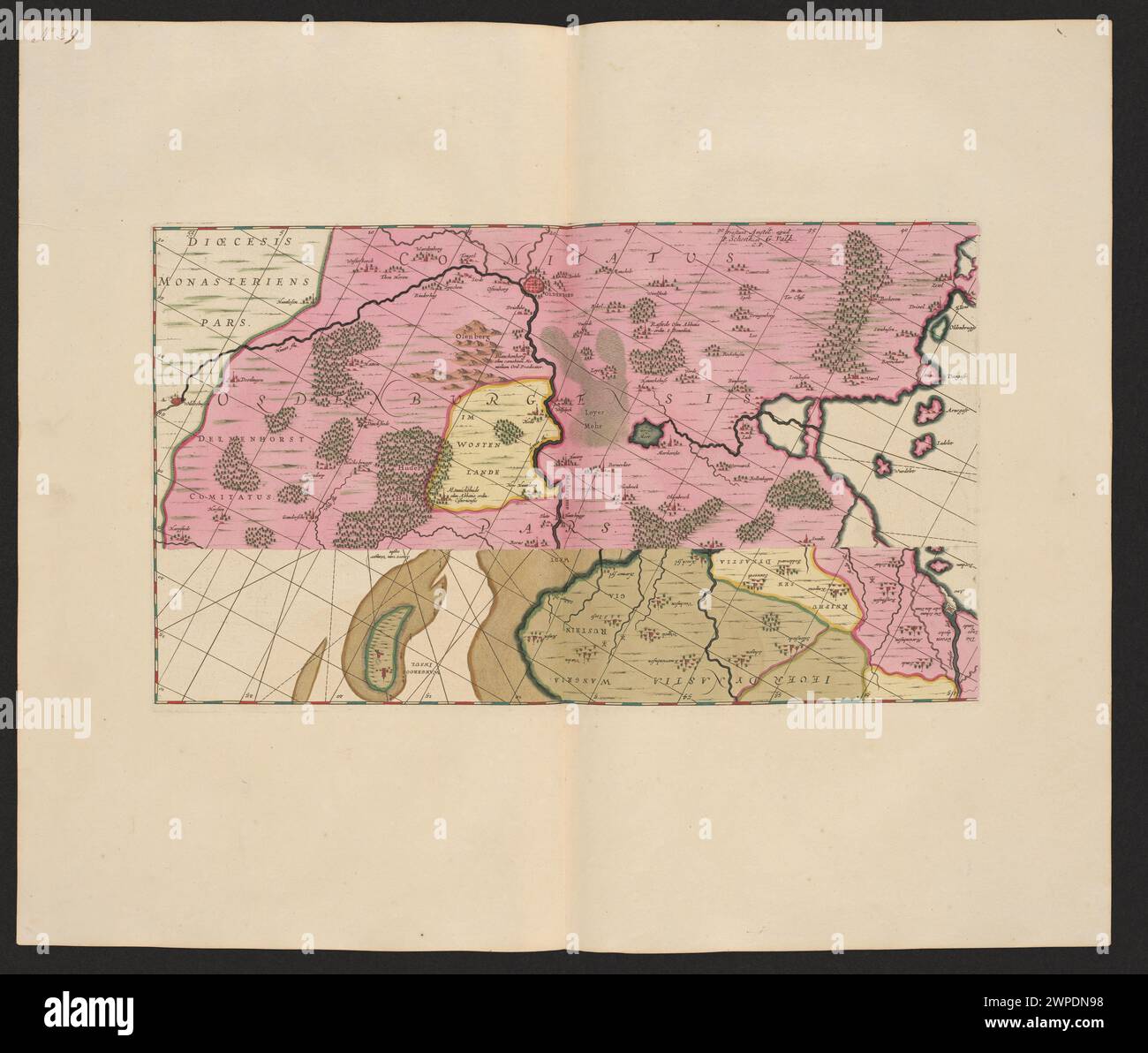 Map of the noble region of Saxony along the Weser River from Bremen to ...