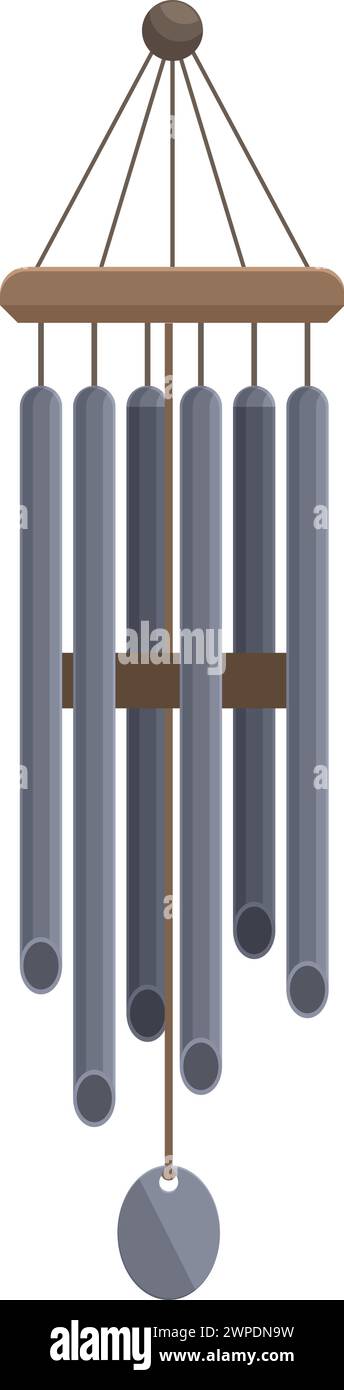 Black wind chime icon cartoon vector. Metal morning glory. Festival ...
