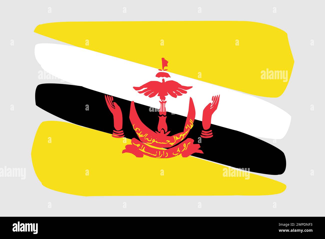 Brunei flag - painted design vector illustration. Vector brush style ...