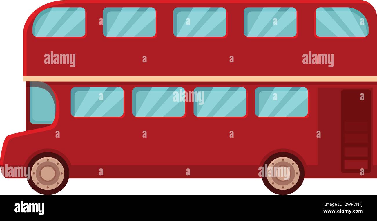 Red English bus icon cartoon vector. Side classic tourism. Front ...