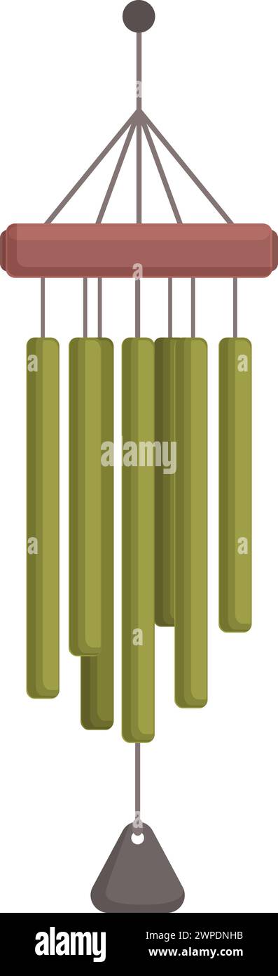 Green color wind chime icon cartoon vector. Metal bell. Hang vacation ...