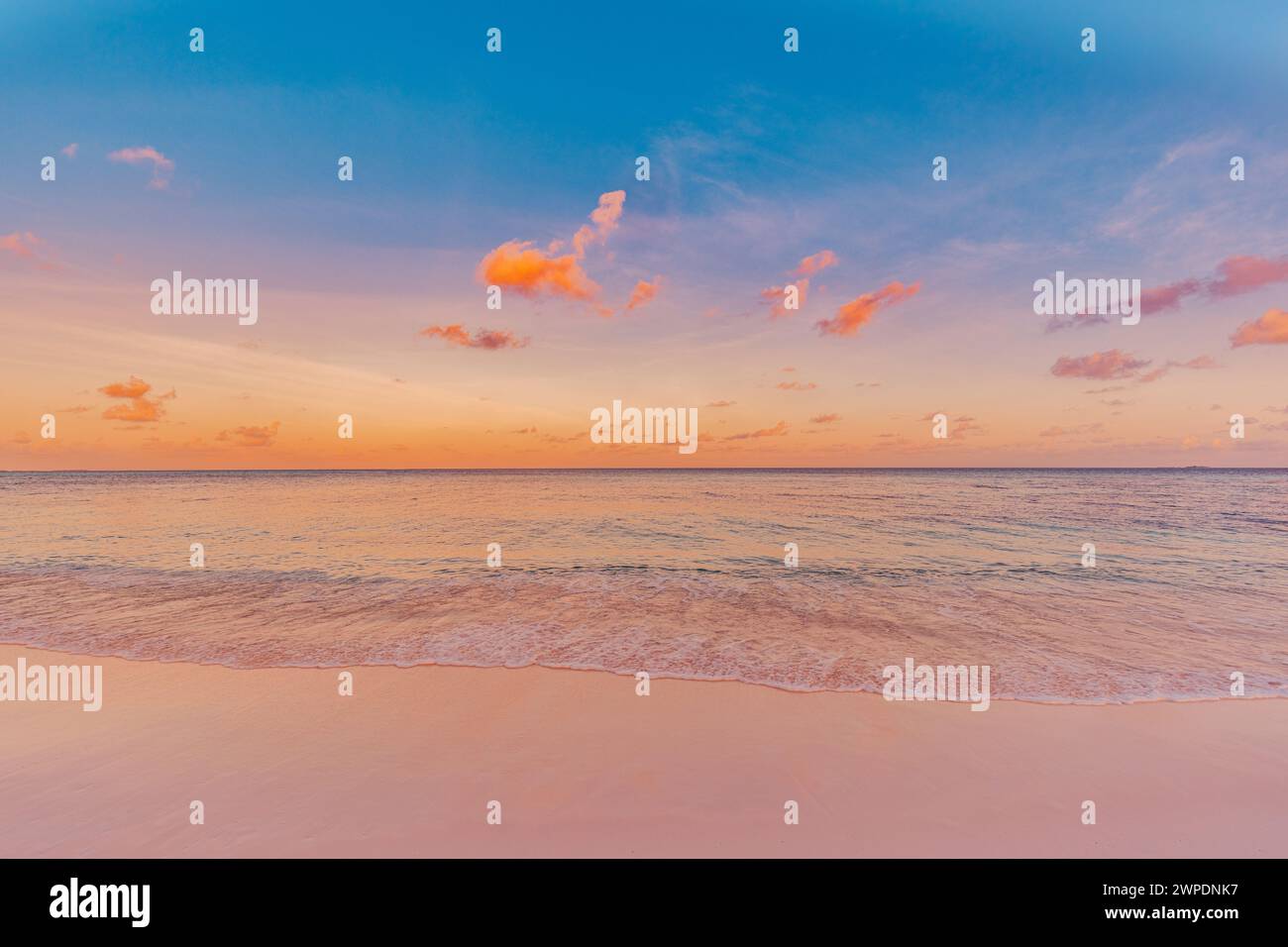 Summer seascape beautiful waves, sunset sea sand sky. Amazing ...