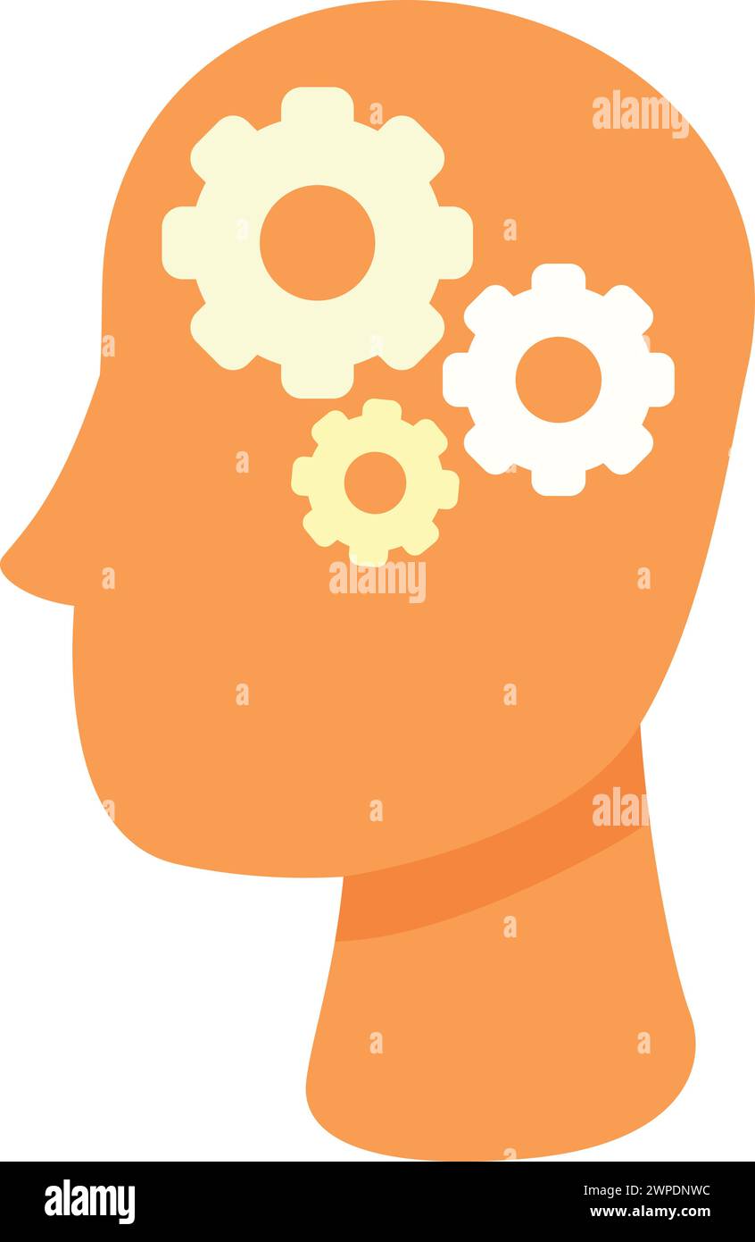 Gear mind thinking icon cartoon vector. Genius strategy. Launch left ...