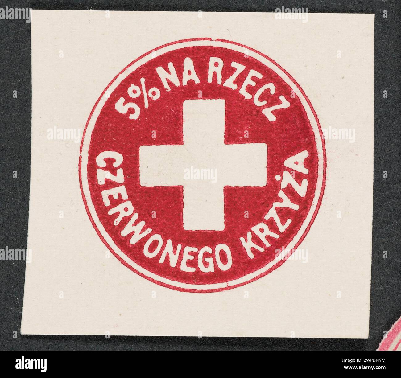 Case printing depicting a white cross on a red background and text in ...