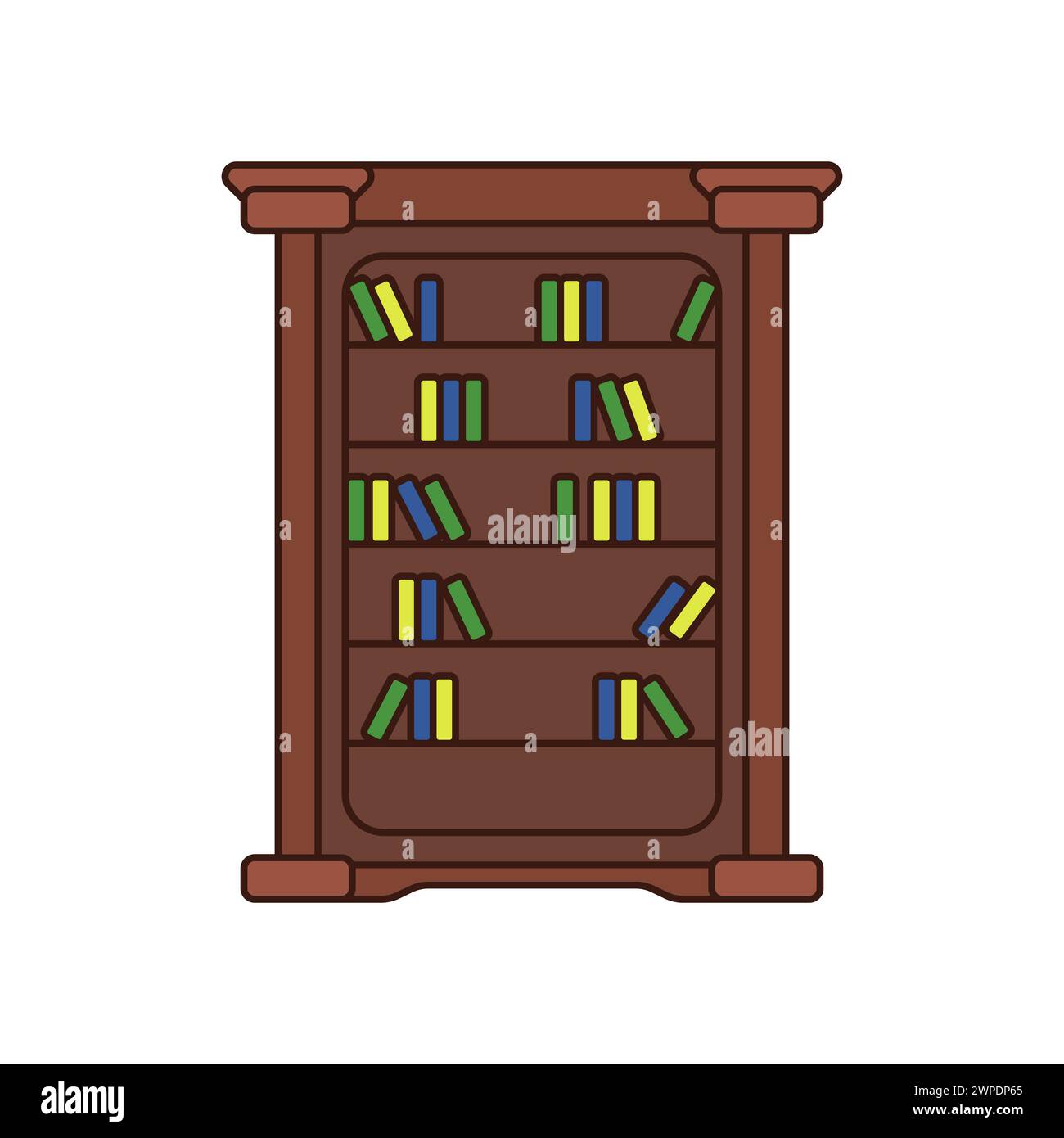 Bookcase vector. Sideboard line icon. Books on shelves vector. Library ...