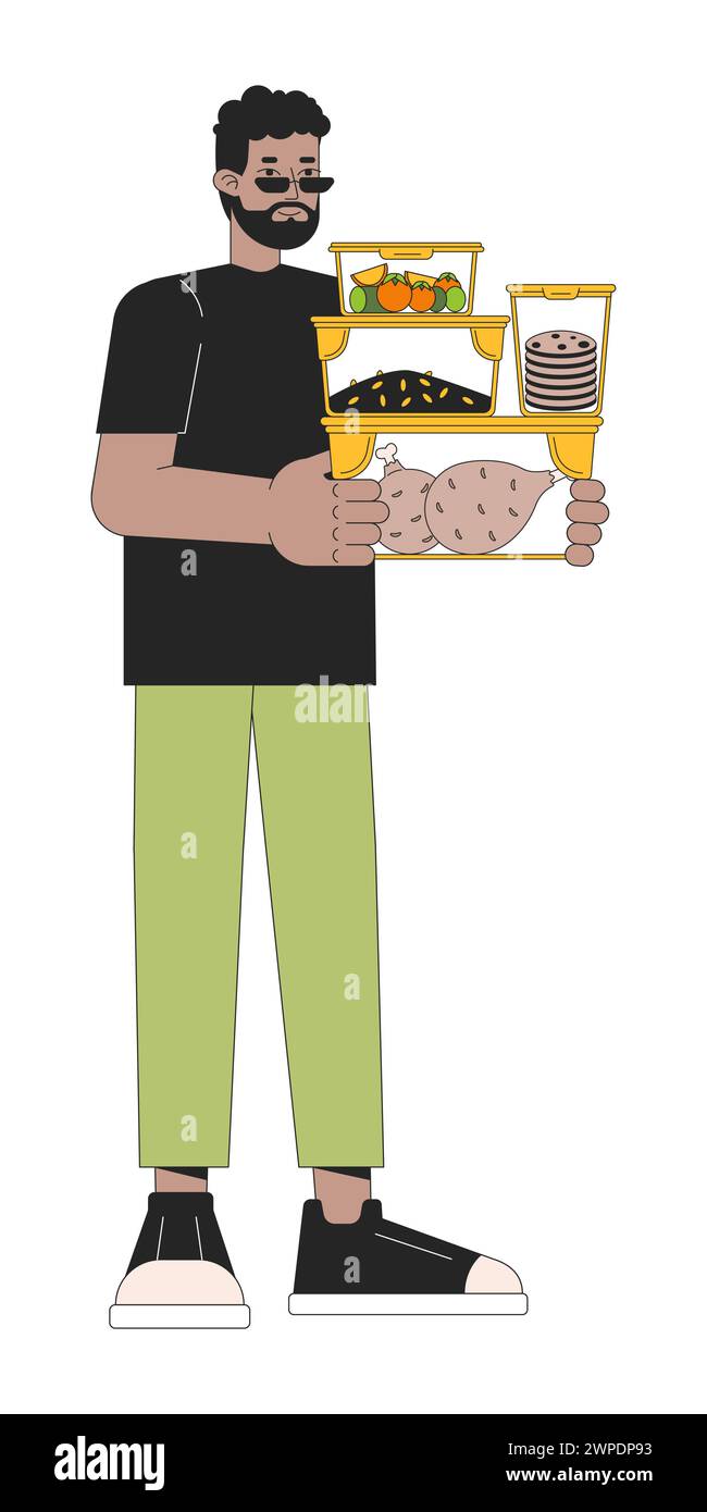 Meal prepping for saving time line cartoon flat illustration Stock ...