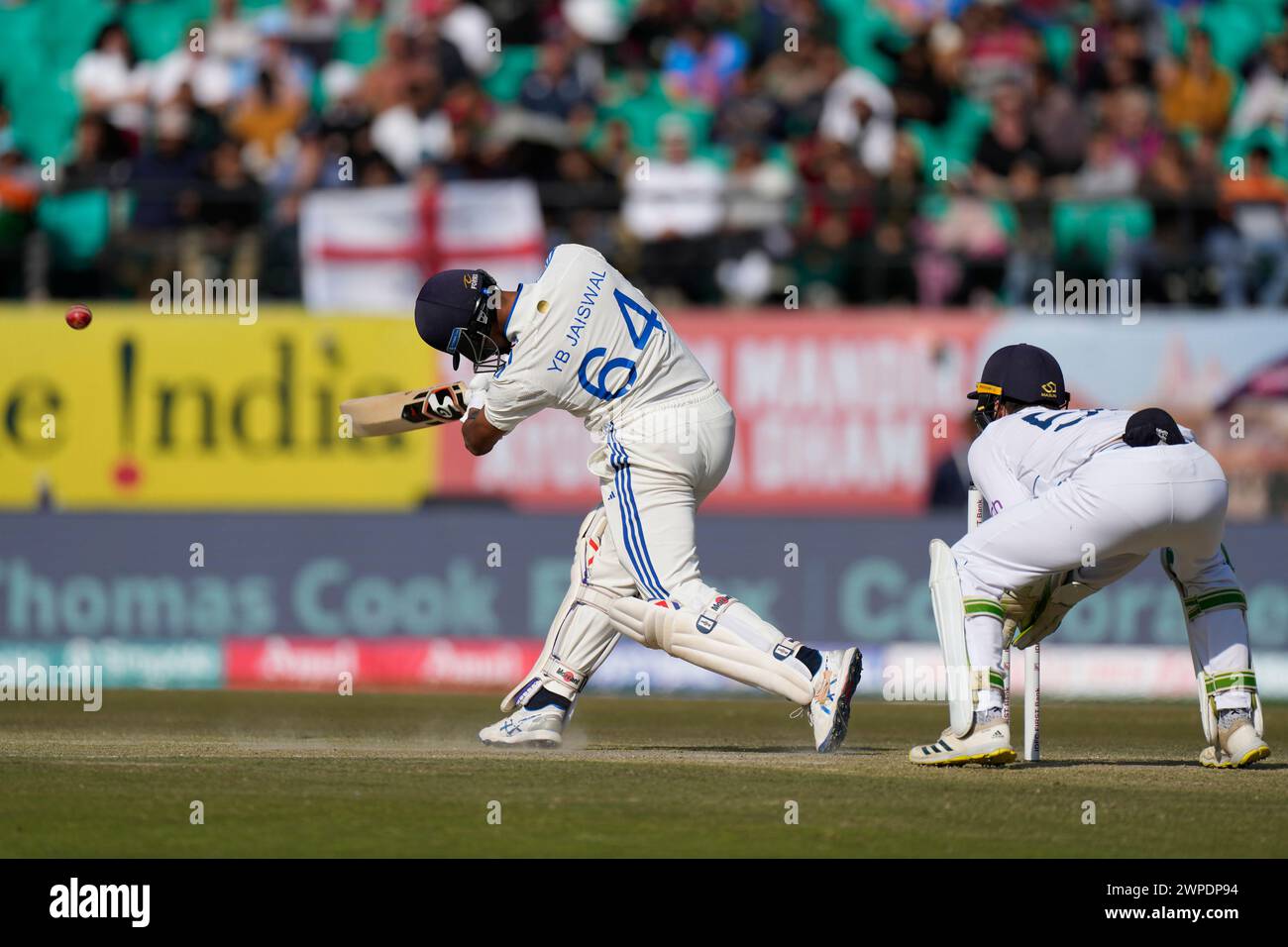India's Yashasvi Jaiswal bats on the first day of the fifth and final ...