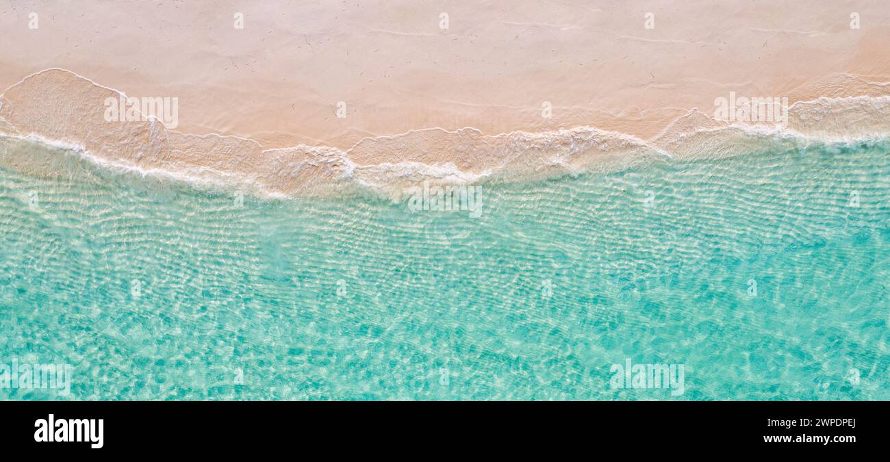 Relaxing top aerial beach scene. Summer vacation holiday destination ...