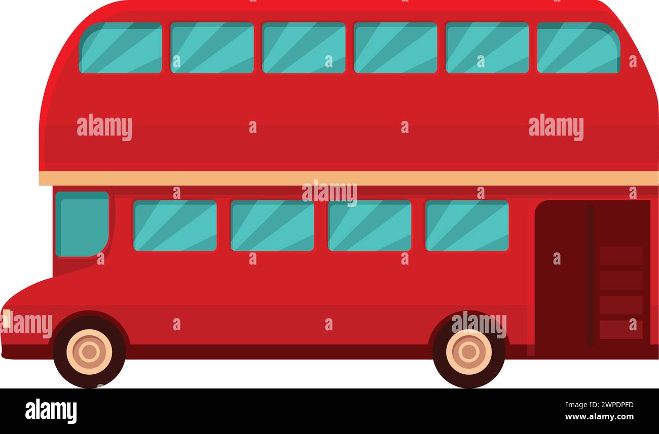 English bus icon cartoon vector. British red traffic. Double decker ...