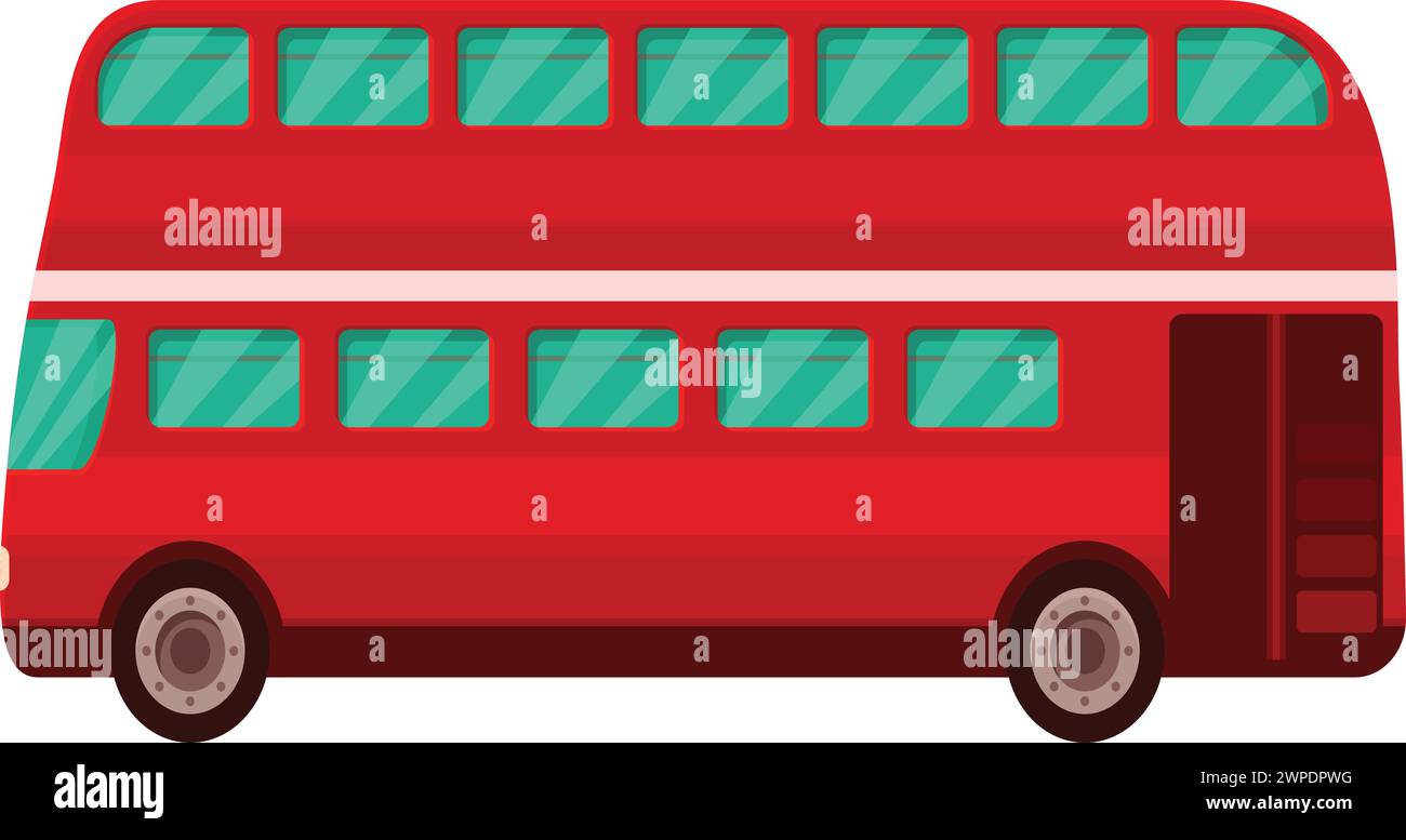 Stop red bus icon cartoon vector. England city. Tourist travel ...