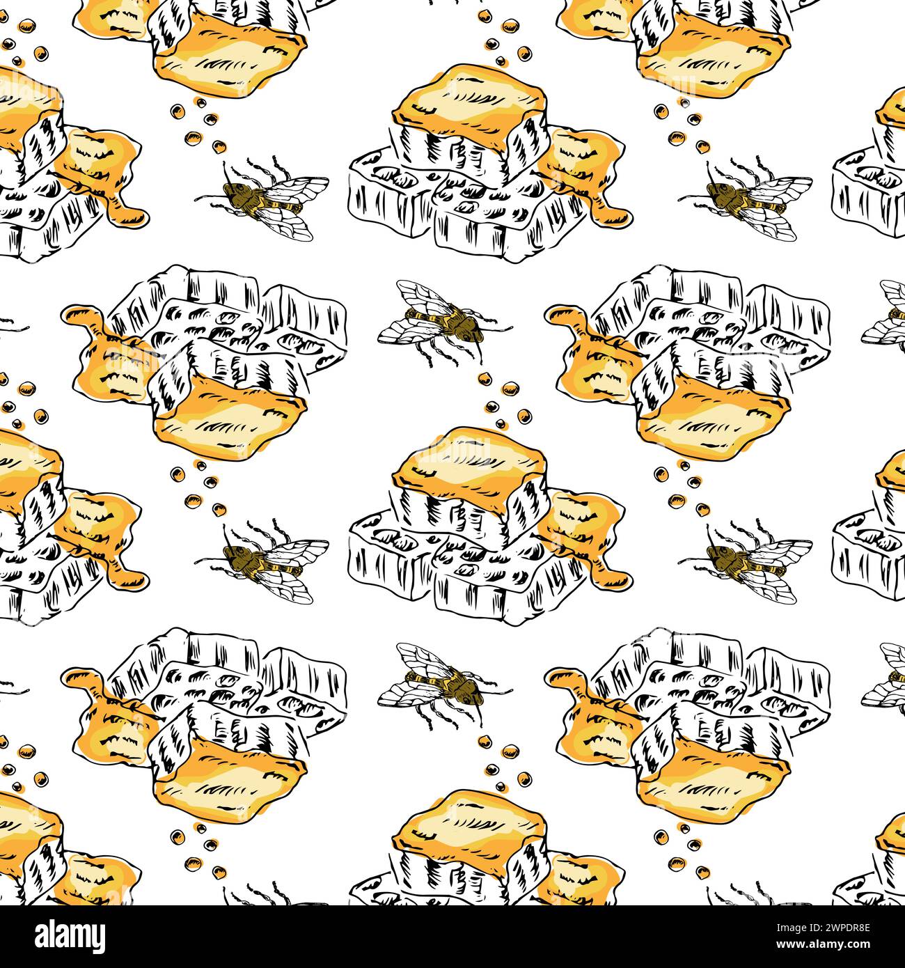 Honey comb drawing Stock Vector Images - Alamy