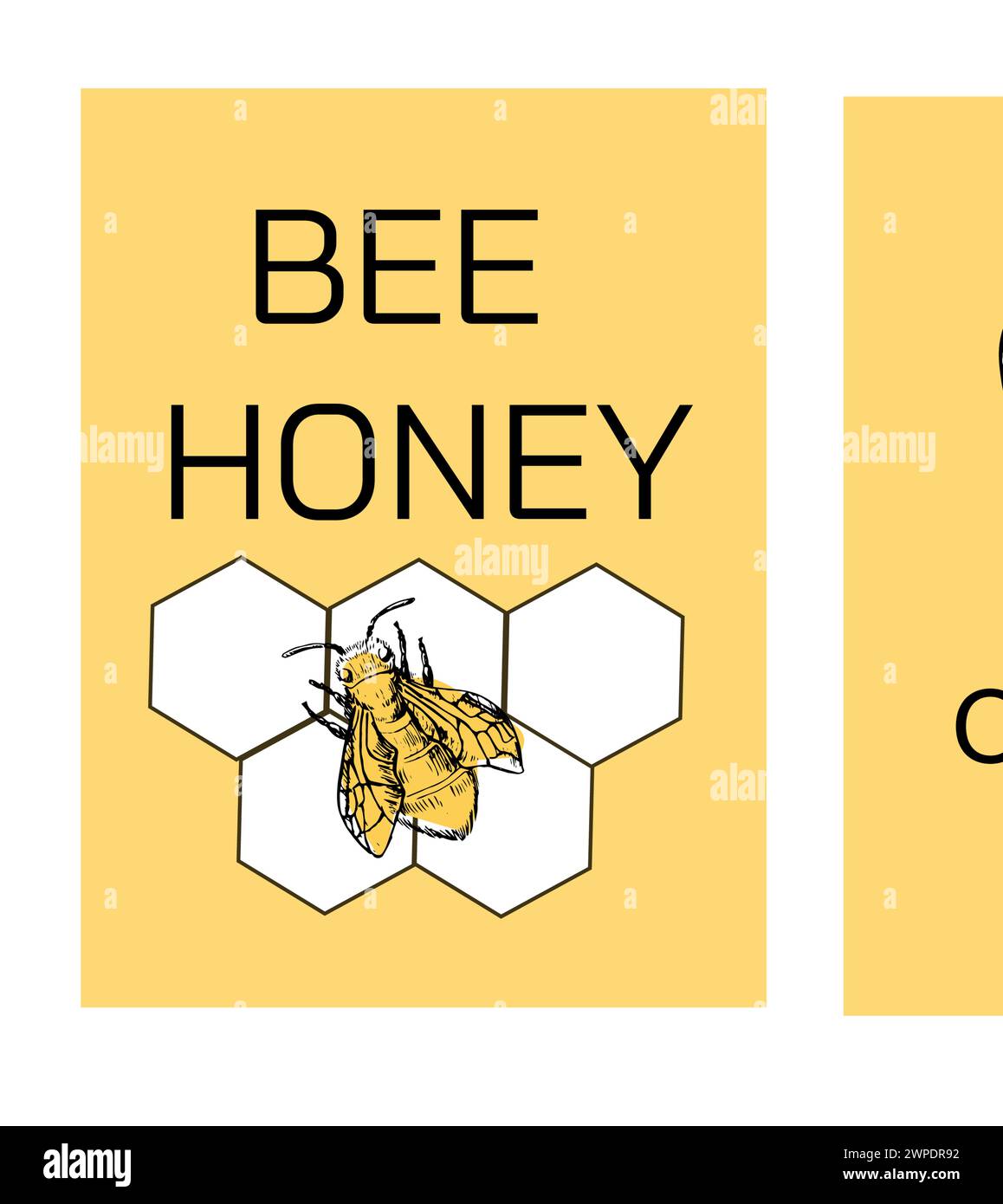 Hand drawn sketch of honey bee and jar - label or poster. Vector ...