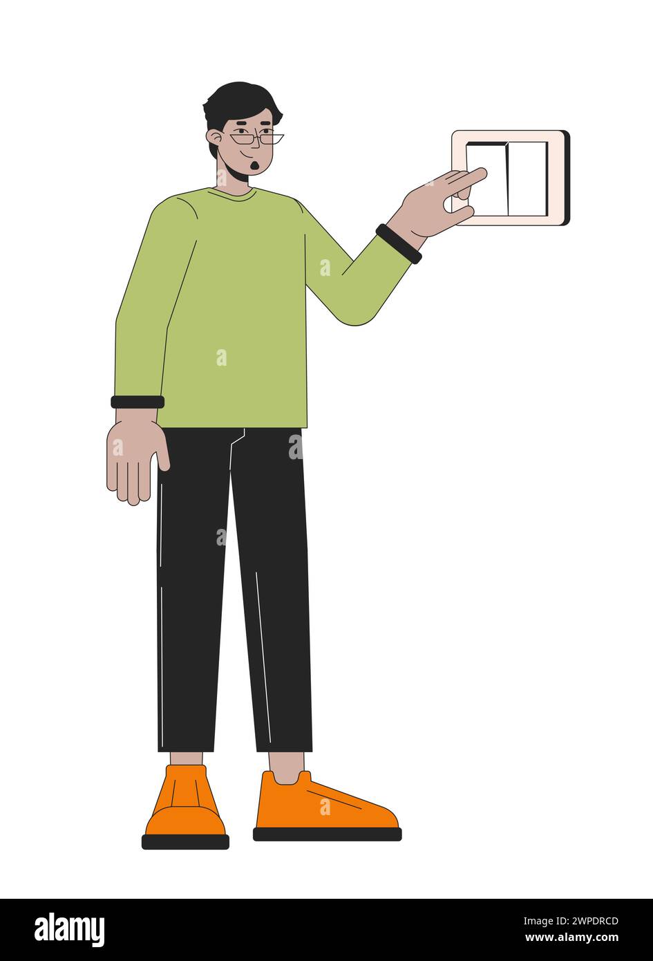 Clicking light switch line cartoon flat illustration Stock Vector Image ...