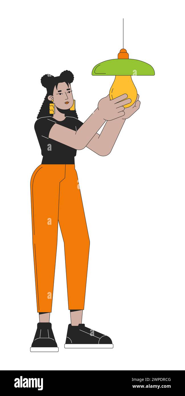 Switching to efficient lighting line cartoon flat illustration Stock ...