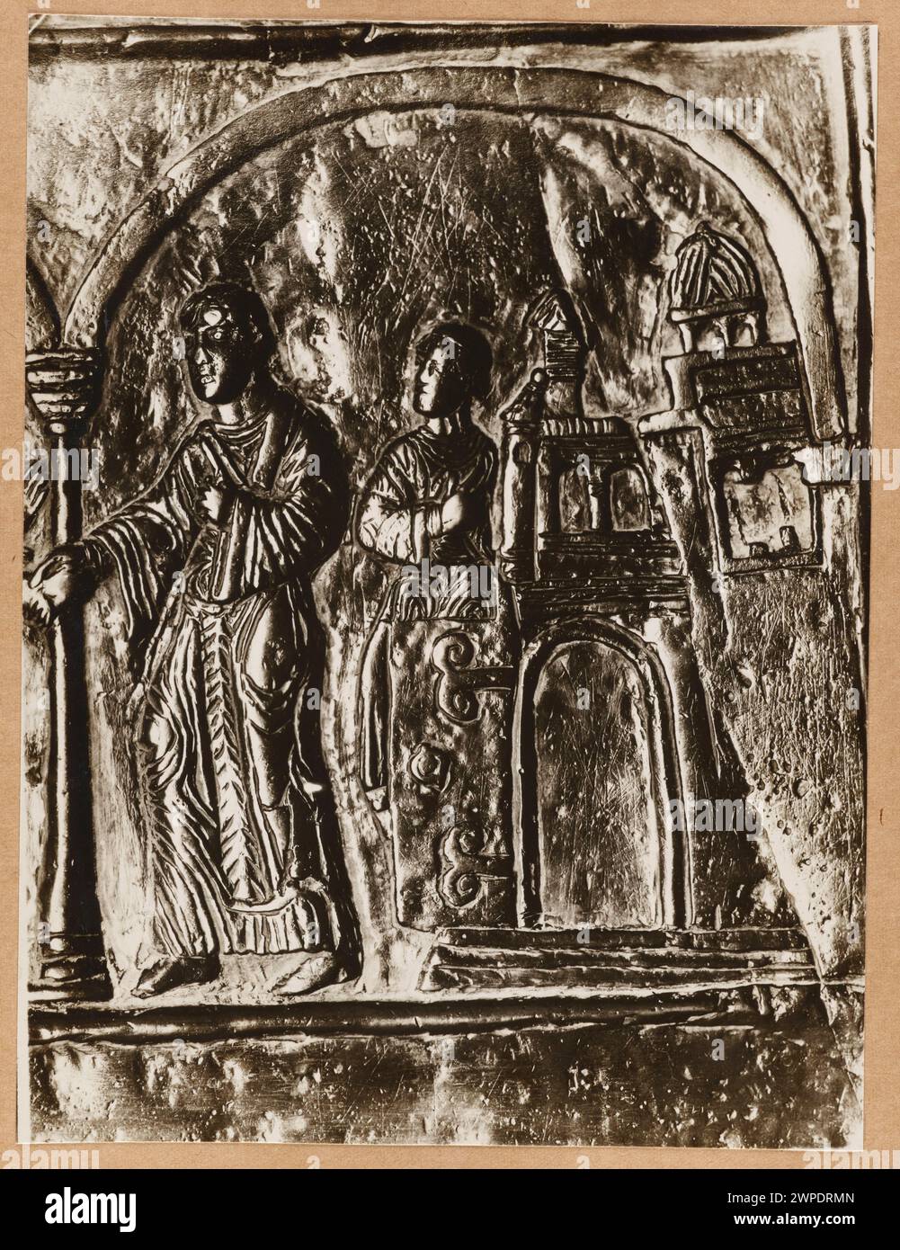 Door panel fragment in the Gniezno Basilica depicting Saint Wojciech, a ...