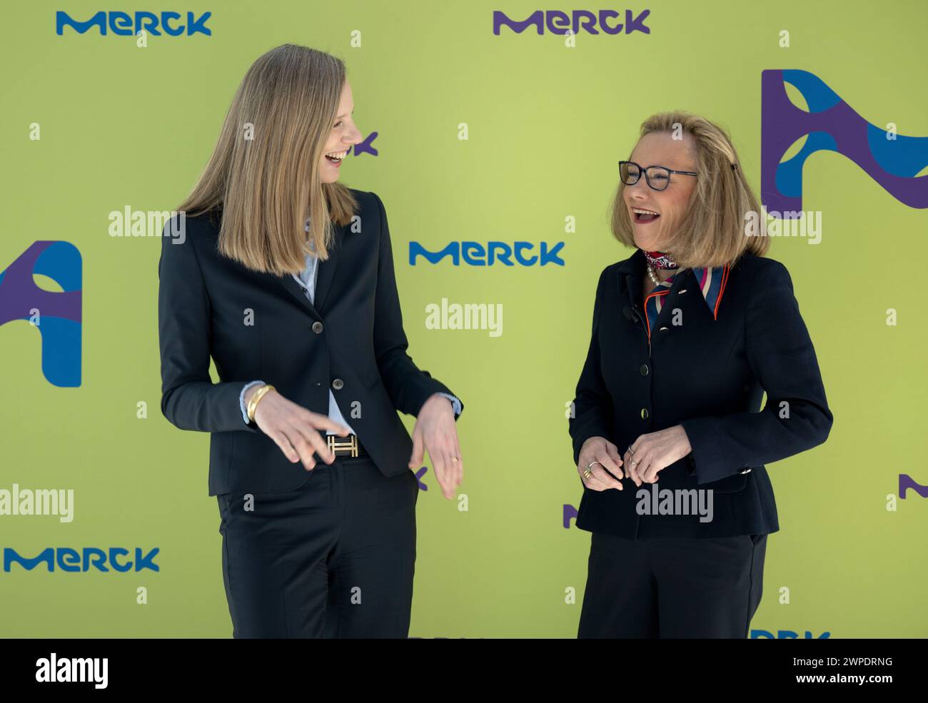 Darmstadt, Germany. 07th Mar, 2024. Belén Garijo (r), Chairwoman of the ...