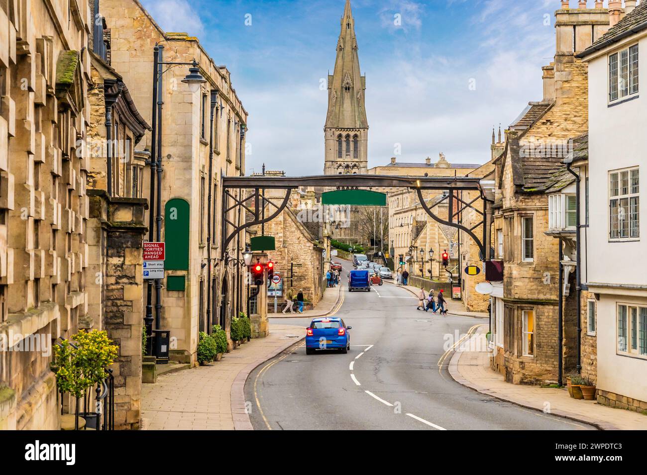 A view down the High Street from Saint Martins Church in the town of ...