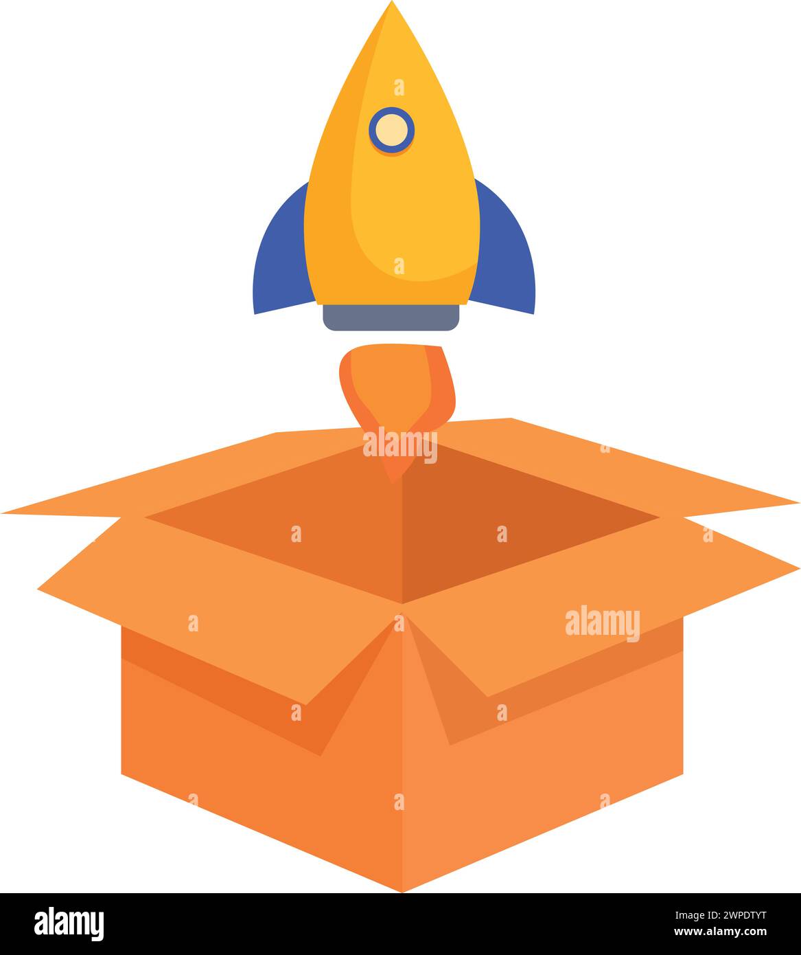 Rocket startup idea icon cartoon vector. Carton box. Future brain ...