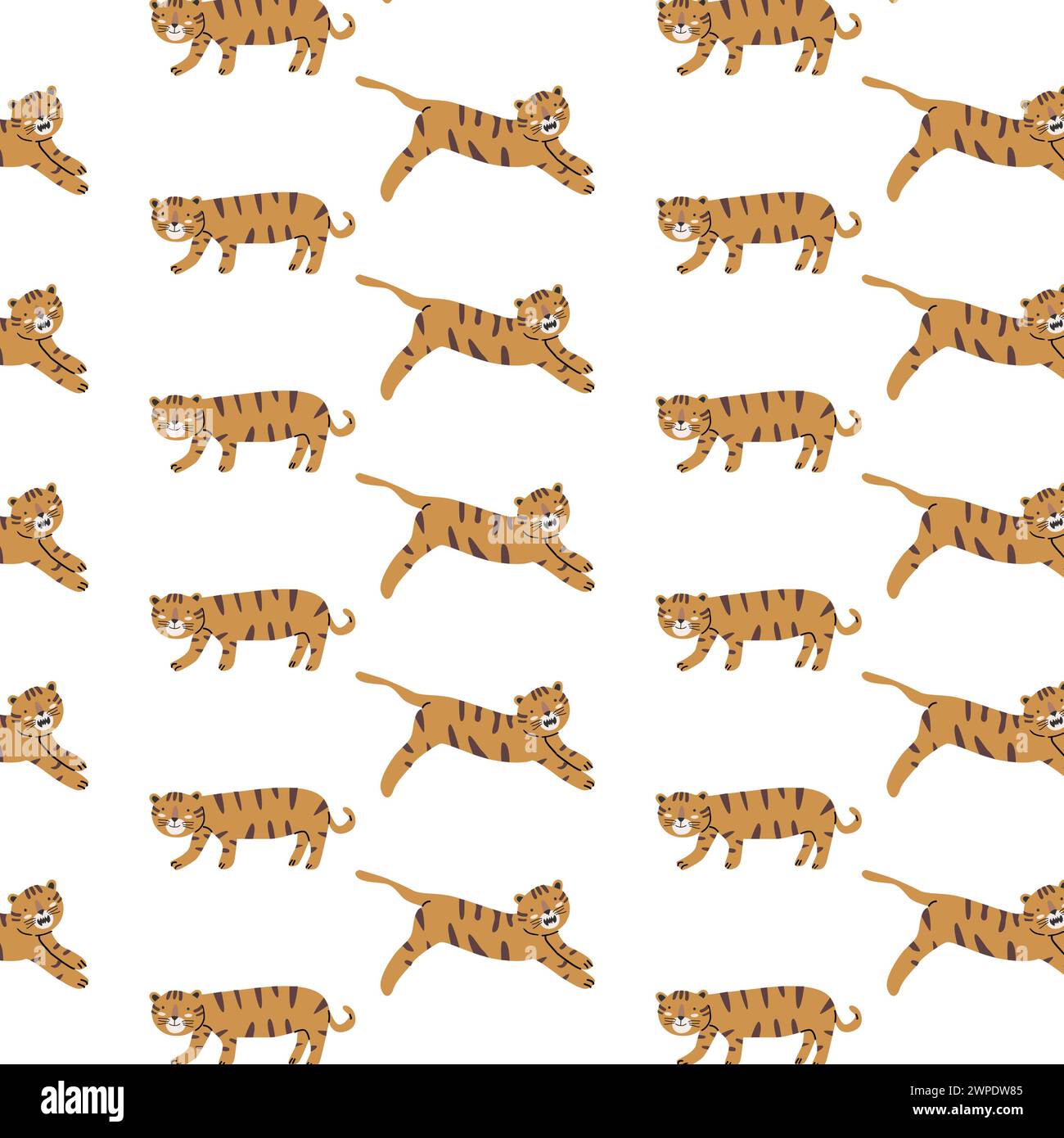Childish pattern with cute tiger wild animal. Vector illustration ...