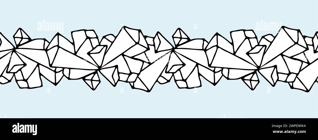 Winter crystal geometry seamless pattern boarder for fabric, textile ...