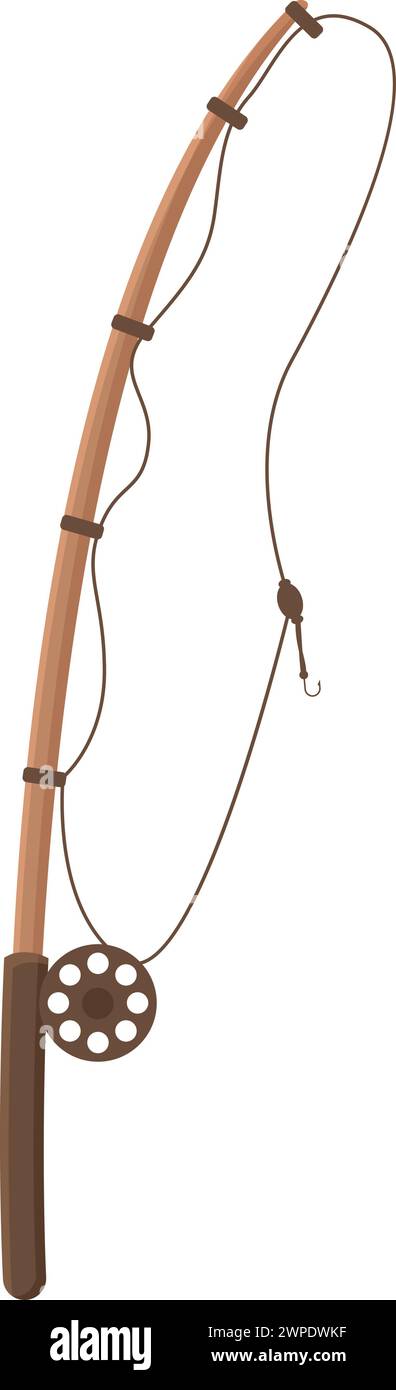 Fishing rod icon cartoon vector. Sonar catch. Lake holiday activity ...