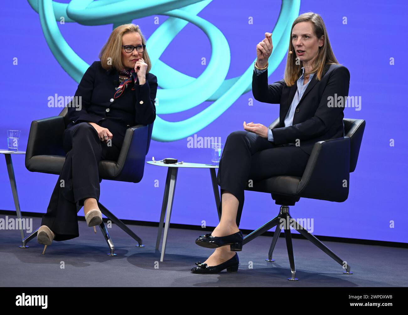 Darmstadt, Germany. 07th Mar, 2024. Belén Garijo (l), Chairwoman of the ...
