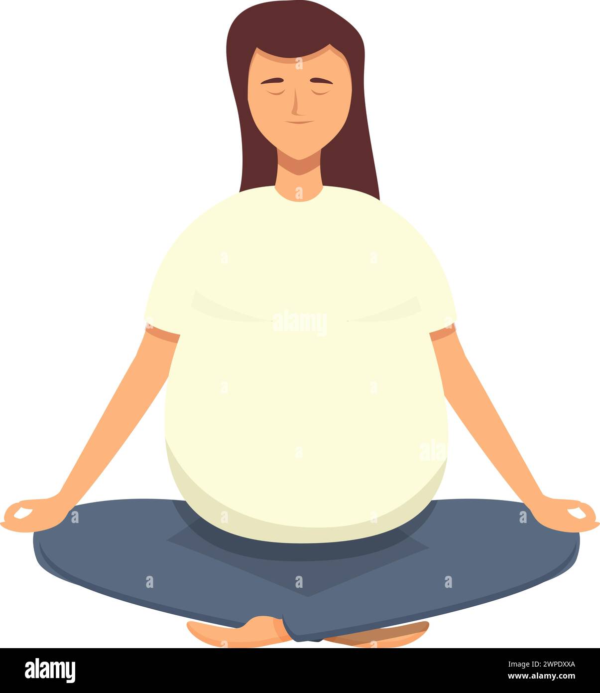 Pregnant woman meditate icon cartoon vector. Health group. Calm person ...