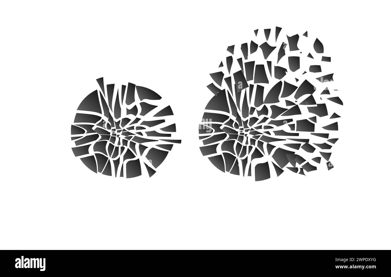 Background design. Set of abstract icons. Broken ball with realistic ...