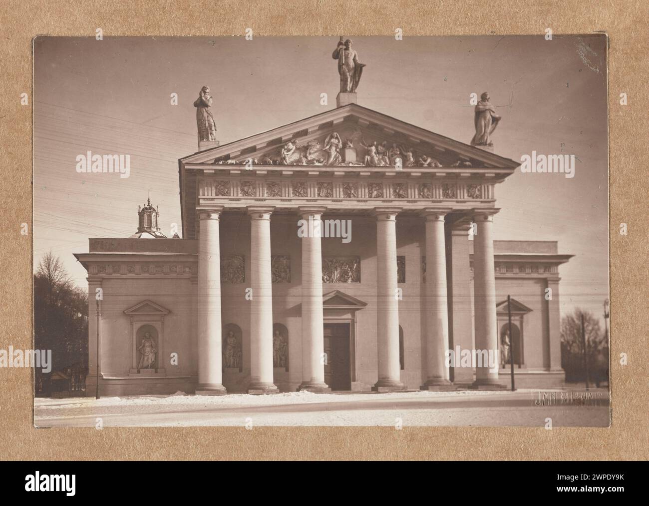 The facade of Vilnius Cathedral, documented by Jan Bu Hak between 1912 ...