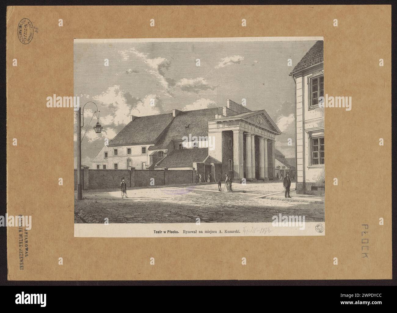 Facade and lateral view of P Ock Theatre illustrated by Adolf Kozarski ...
