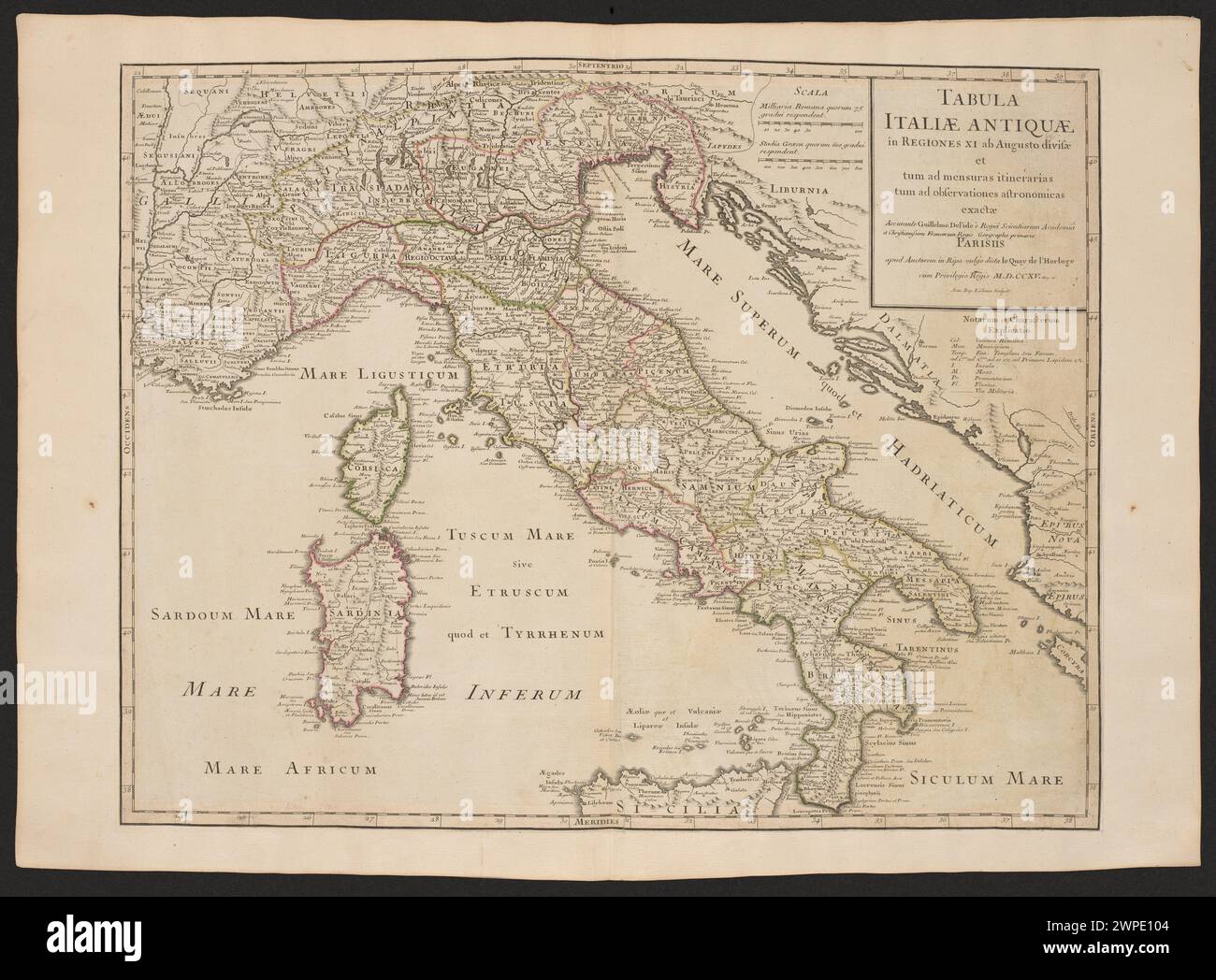 Map of ancient Italy divided into eleven regions as defined by Augustus ...