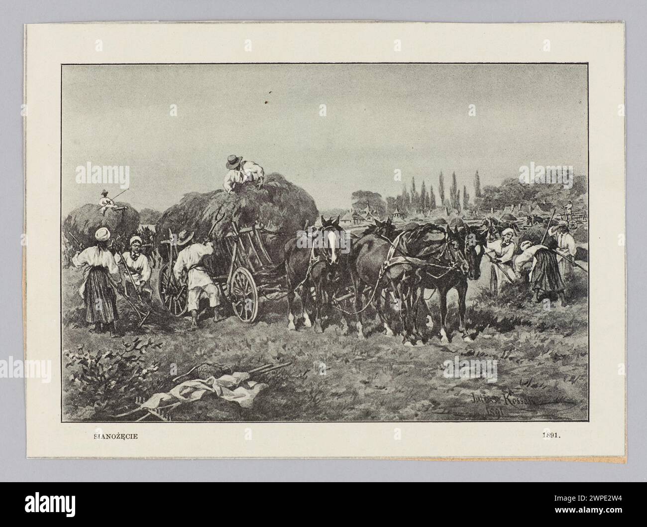 This 1891 image reproduction by Juliusz Kossak depicts hay, part of a ...