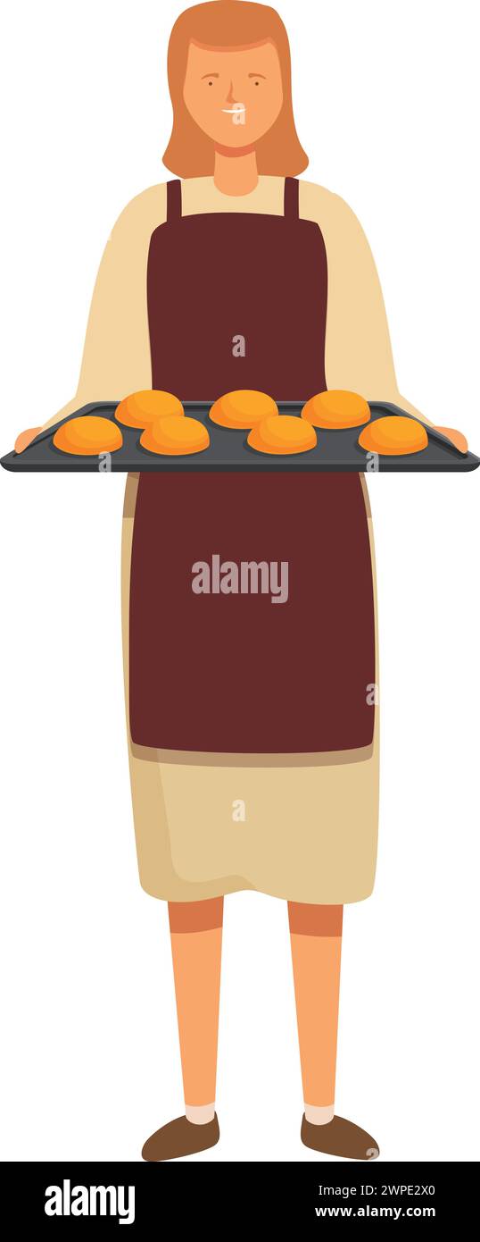 Woman bakery cooking icon cartoon vector. Making wheat. Farm product ...