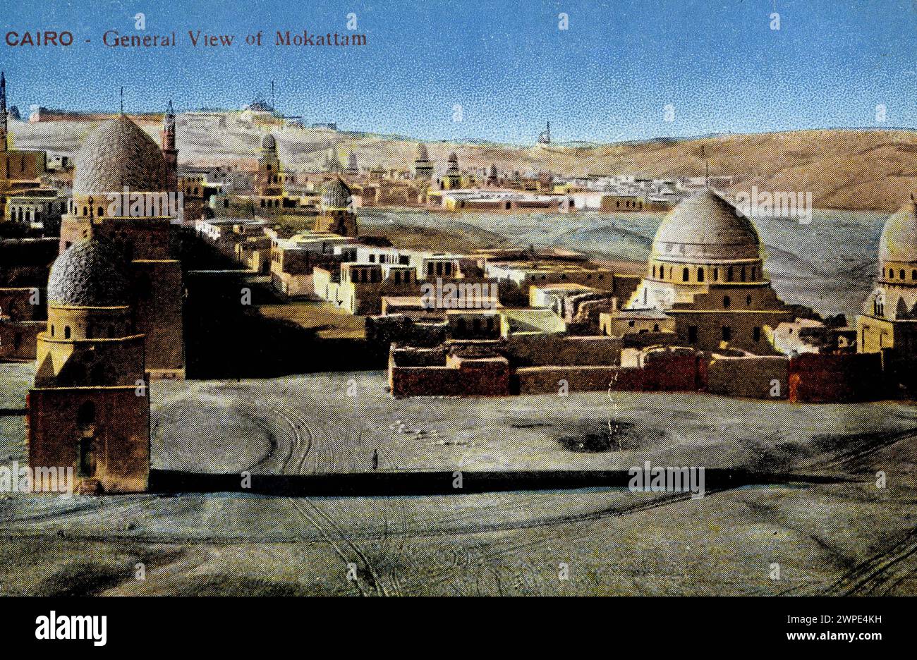 Cairo postcard: View of Mokattam, Egypt. Around 1900 Stock Photo - Alamy