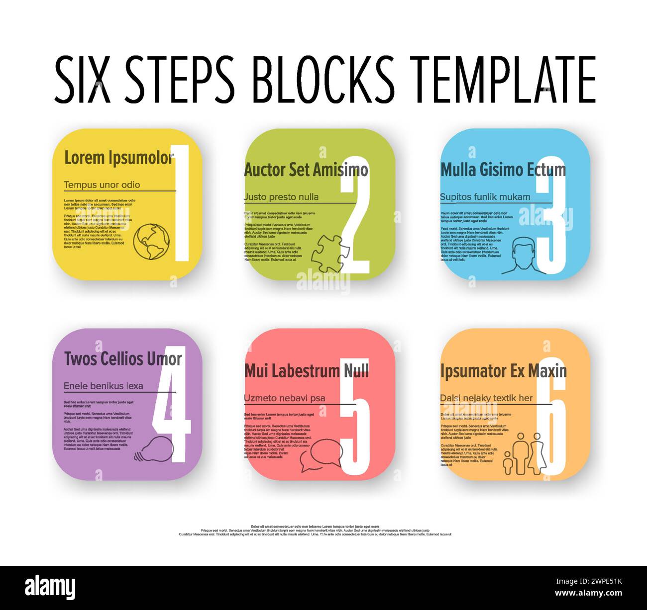 Light progress steps template with descriptions icons and big numbers ...