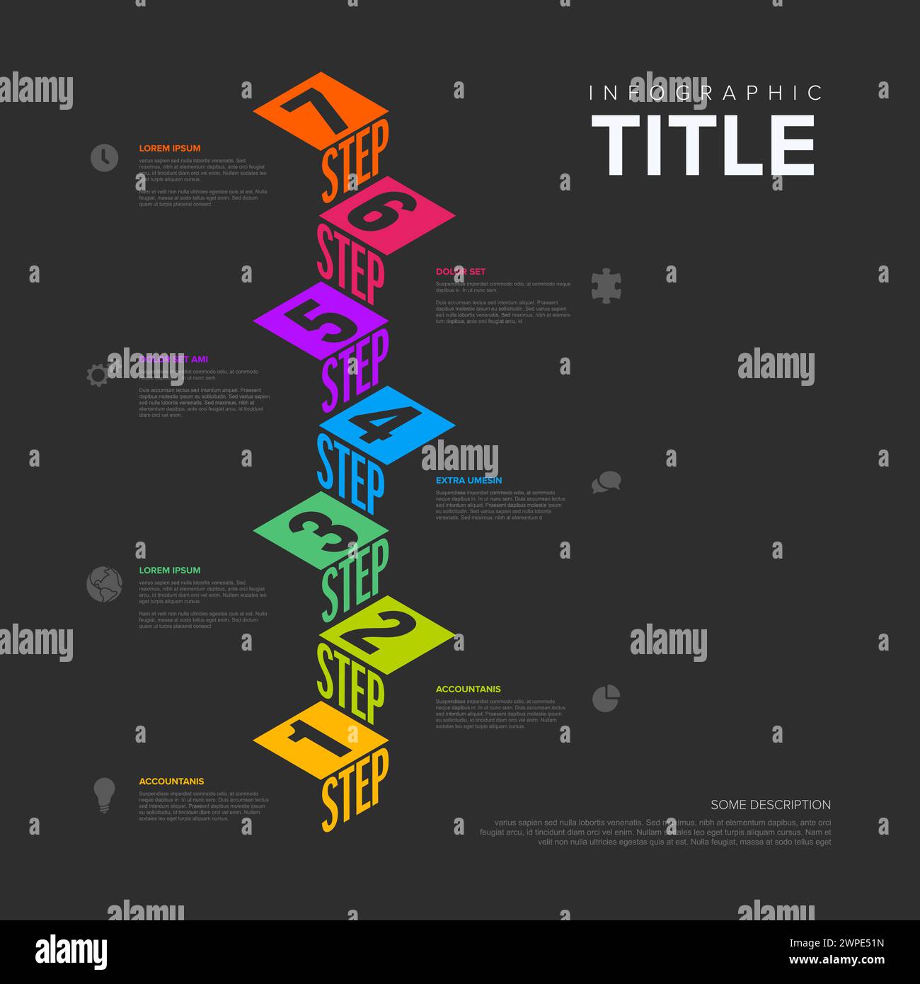 Vector dark Infographic steps diagram template for workflow, business schema or procedure ...